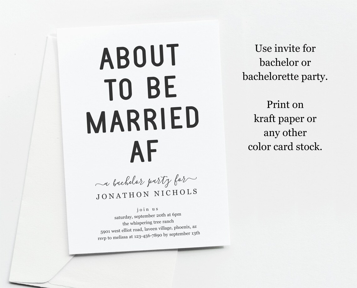 Funny Bachelor Bachelorette Party Invitation Template Etsy