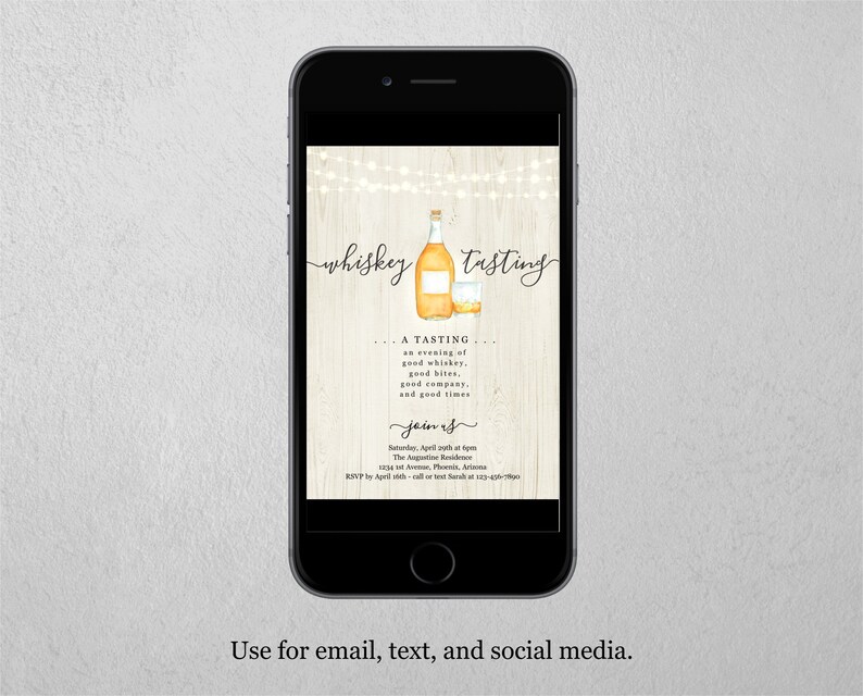 Bourbon / Whiskey Tasting Invitation Template Printable - Etsy