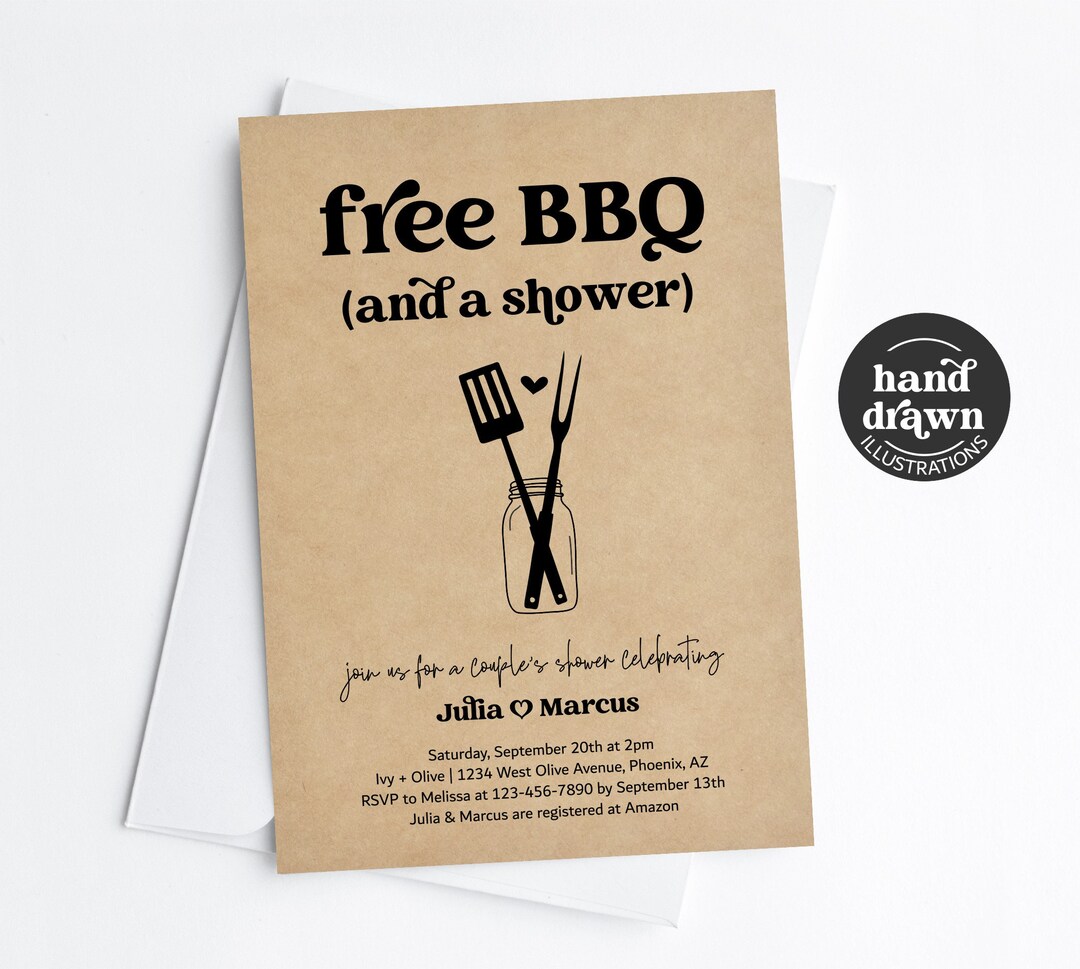 Free BBQ Funny Couple's Shower Invitation Template, Fun Printable ...