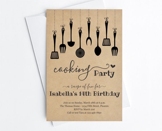 Cooking Birthday Party Invitation Template Printable Invite | Etsy