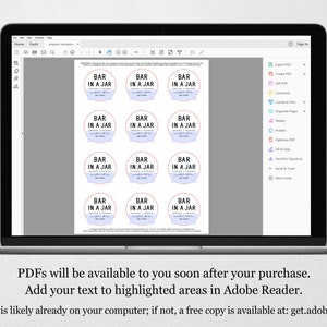 Bar in a Jar Label Template - Printable Mason Jar Gift Sticker ...