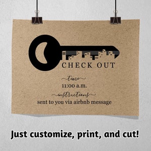 Check Out Time Sign Printable Template Airbnb Hotel Room Print PDF ...
