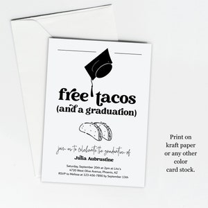 Taco Graduation Party Invitation Template, Printable Fun Funny 2025 ...