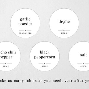 Round Spice Jar Lid Label Template 1.5" & 2 Inch Printable Pantry ...