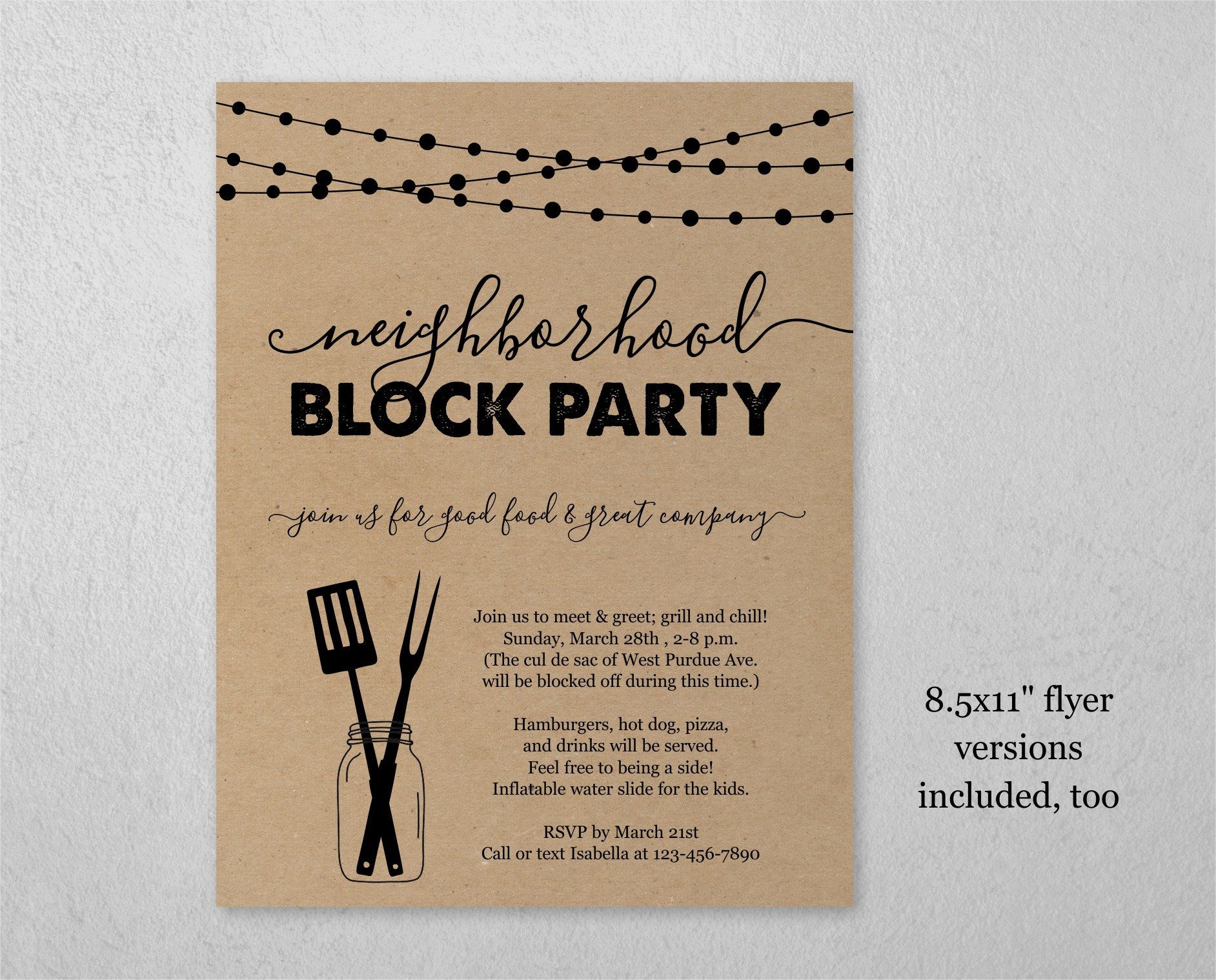 Neighborhood Block Party Invitation Template, Printable Street Party ...