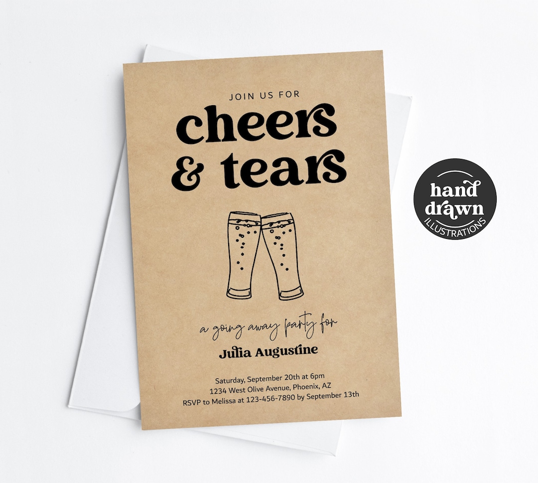 Cheers & Tears Going Away Party Invitation Template, Printable Funny ...