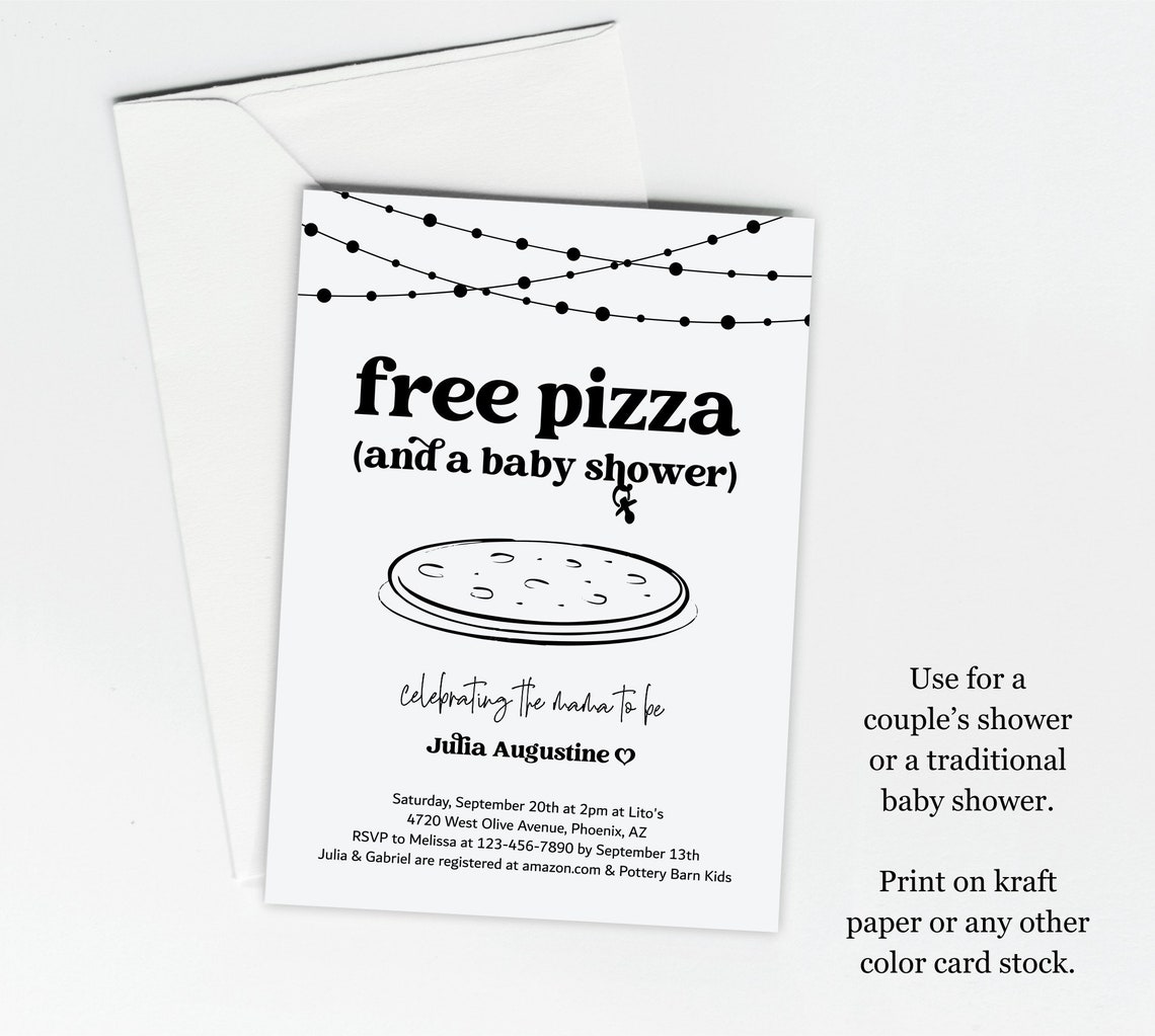 Pizza Baby Shower Invitation Template, Printable Couples Shower Invite ...