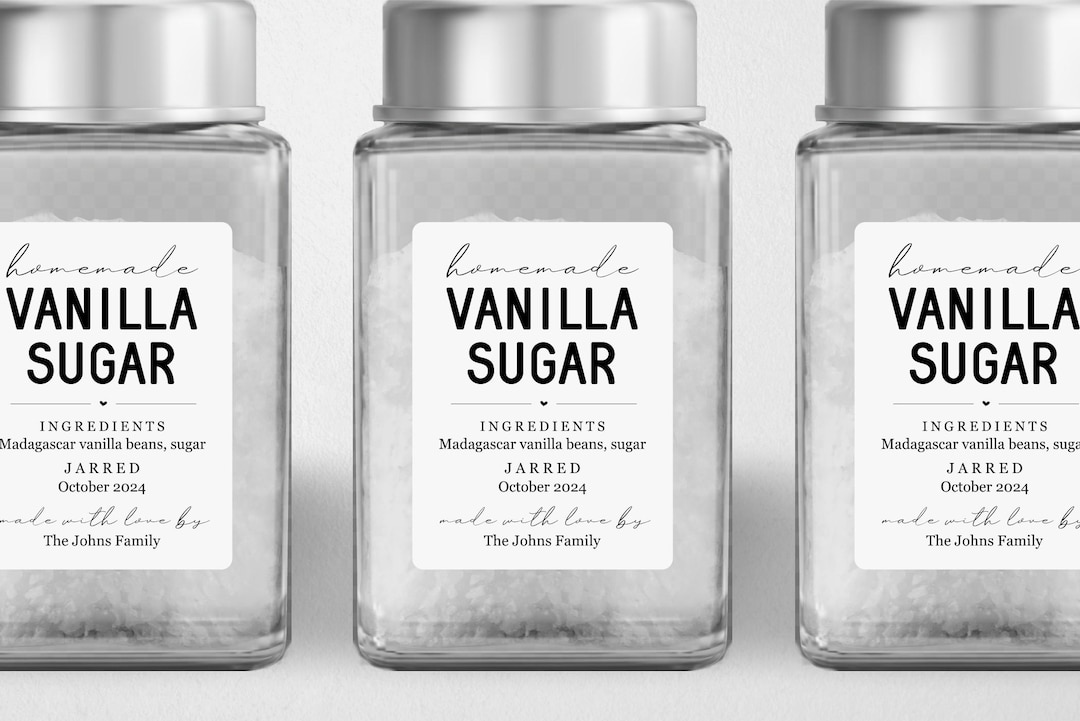 Homemade Vanilla Sugar Label Template - Printable Gift Sticker ...