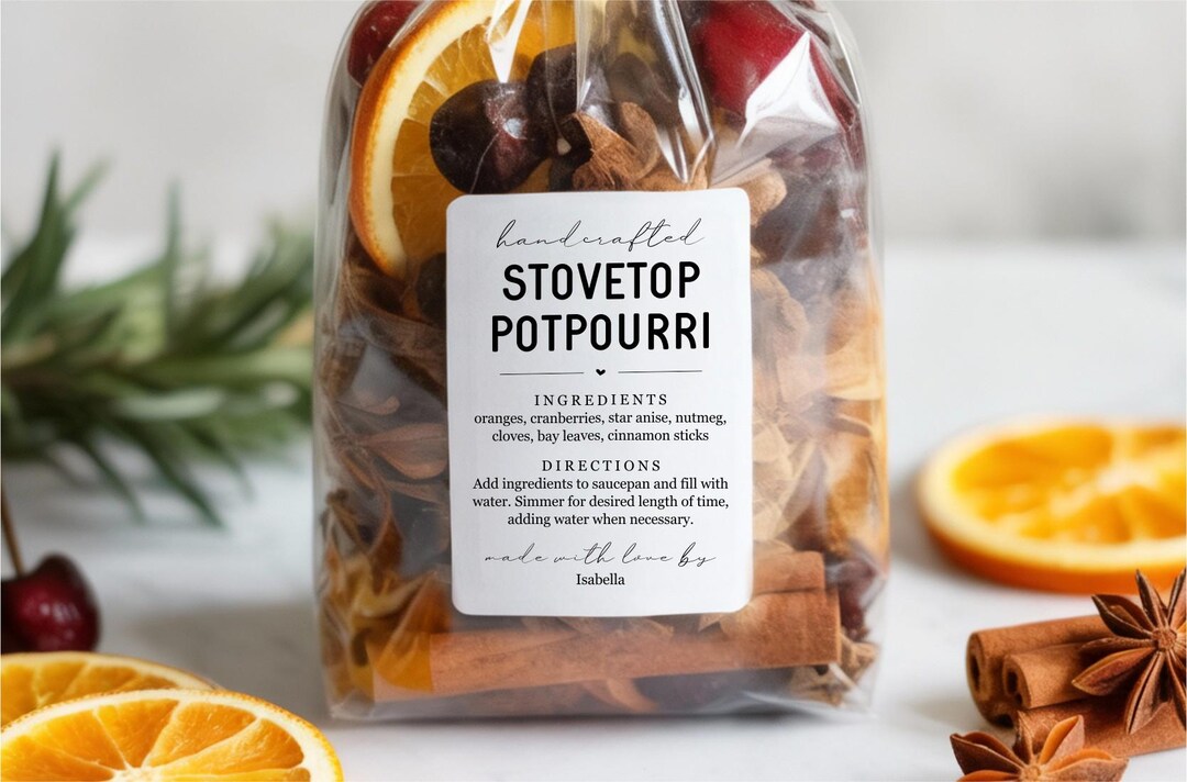 Homemade Stovetop Potpourri Labels - Set of 15 Personalized Gift ...