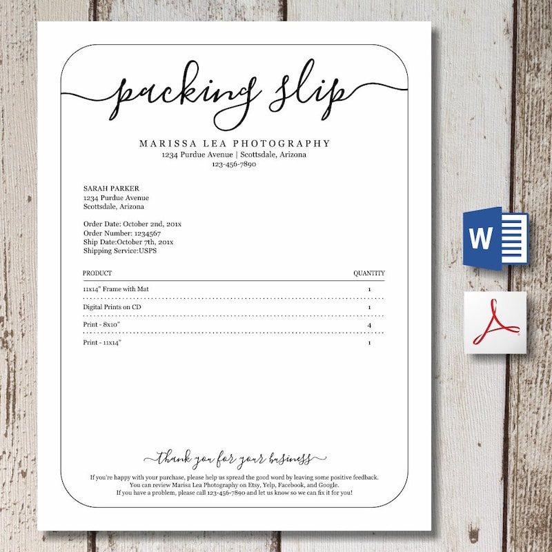 Packing Slip Template - Etsy