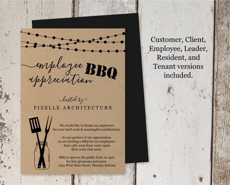 Customer Appreciation BBQ Invitation Template, Printable Company ...