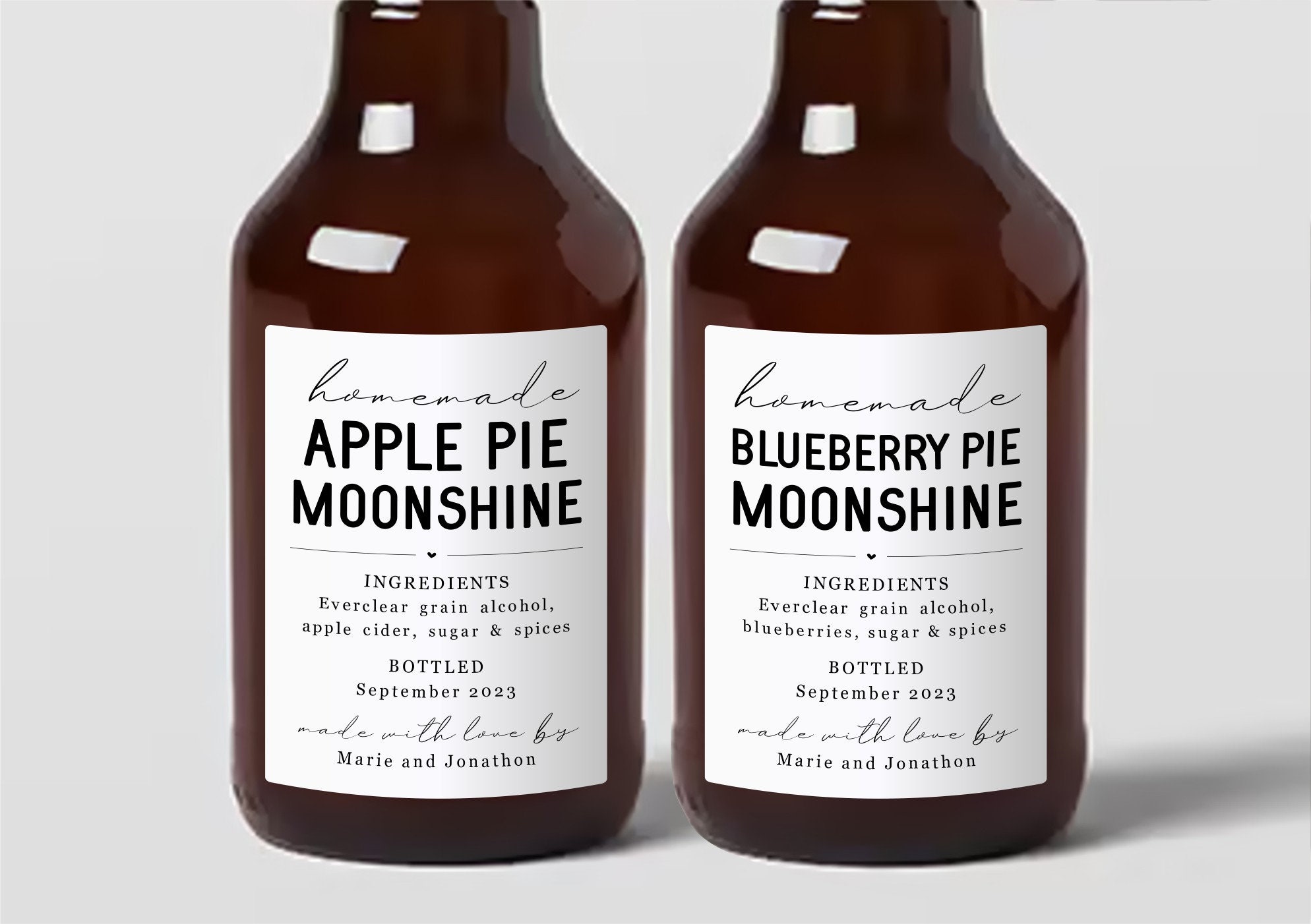 Homemade Apple Pie Moonshine Labels - Set of 15 Personalized Gift ...