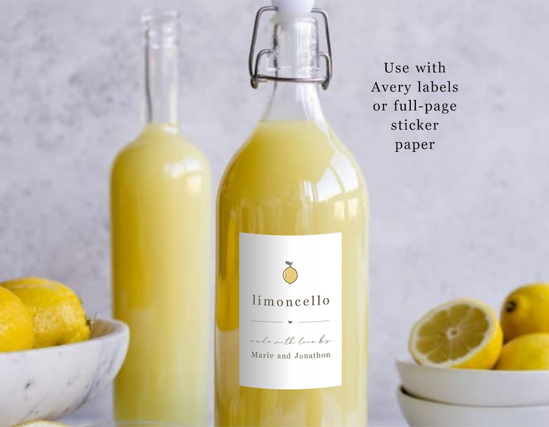Homemade Limoncello Bottle Label Template - Printable Limoncello Gift ...