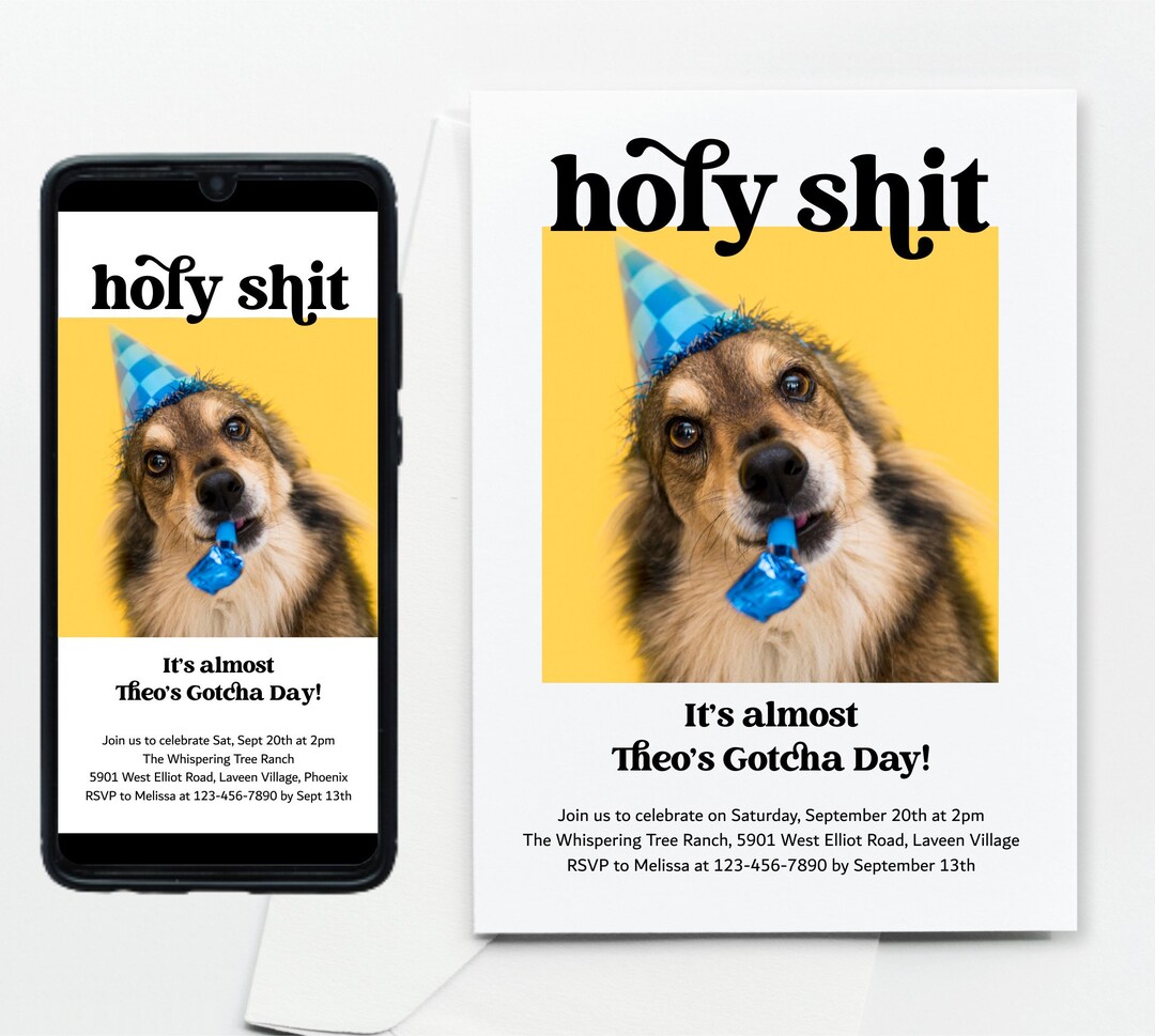 Funny Pet Gotcha Day Invitation Template, Dog Cat Printable Adoption ...