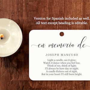 Funeral Favor Tag Template - Printable Memorial Candle Tag - in Loving ...