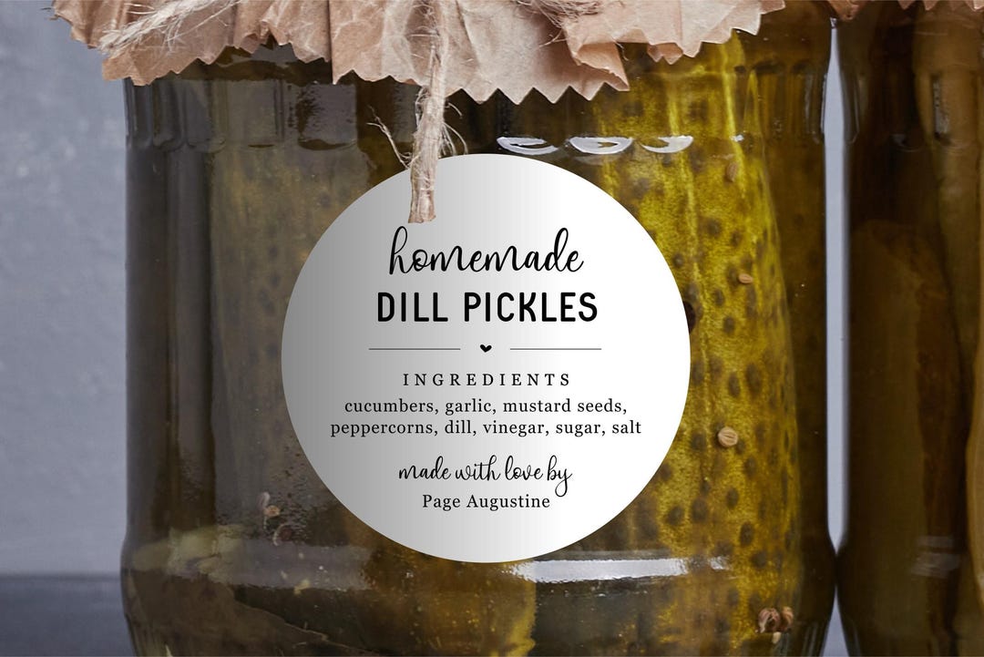 Dill Pickle Label Template - Printable Homemade Mason Jar Gift Favor ...