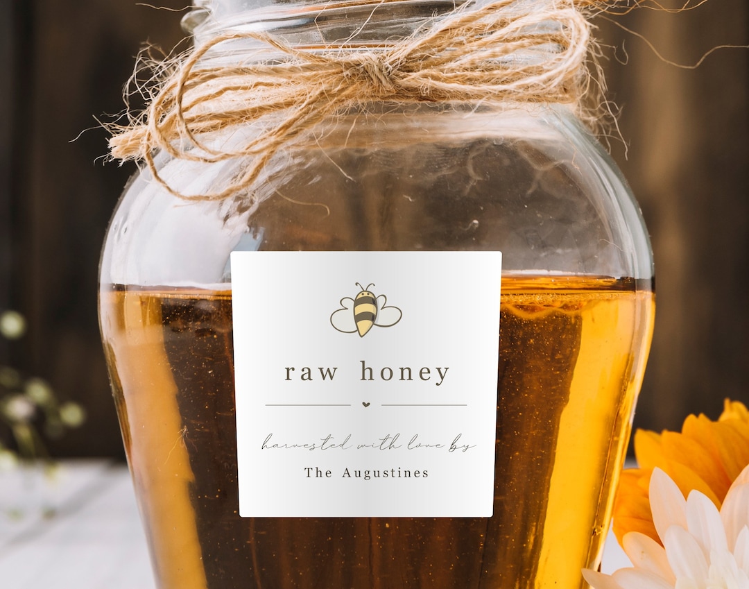 Honey Label Template, Printable Hand Drawn Bee Backyard Beekeeper Gift ...