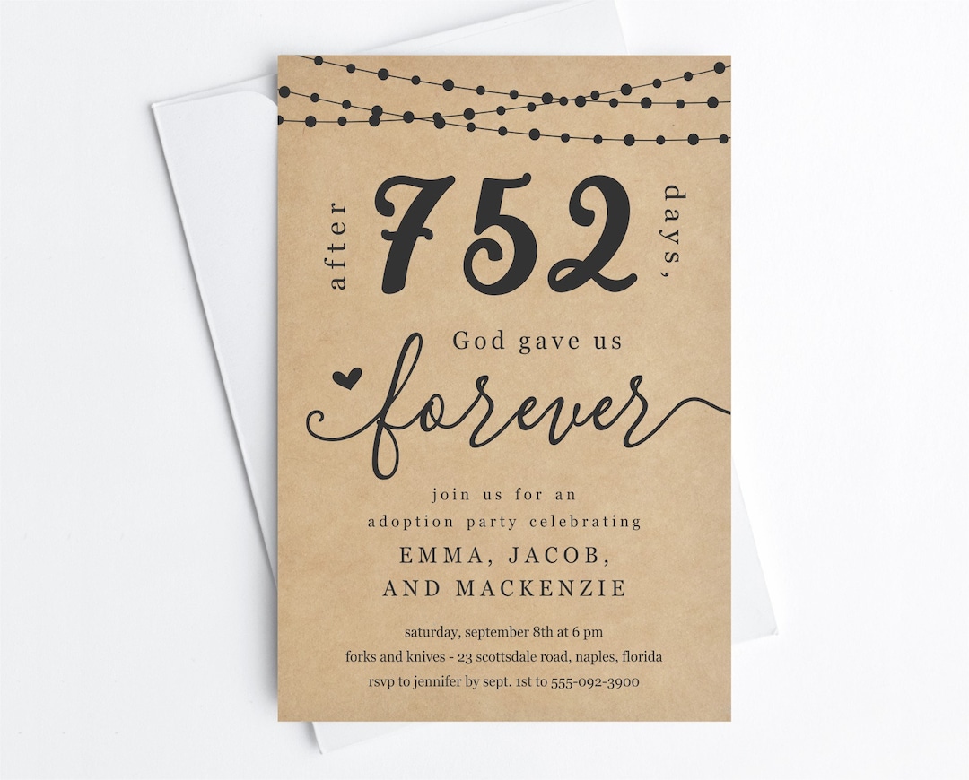 Adoption Party Invitation Template, Printable Gotcha Day Celebration ...