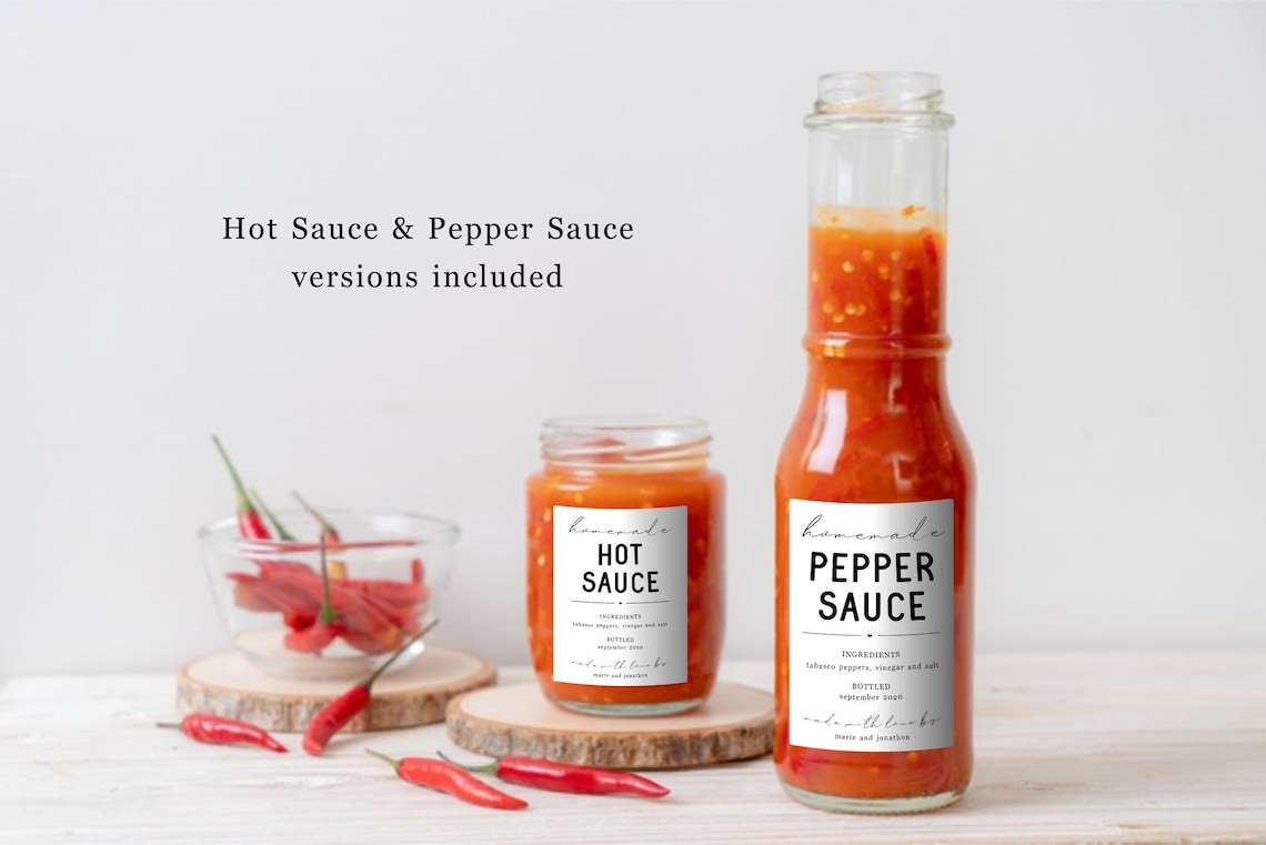 Homemade Pepper Sauce Label Template Printable Hot Sauce - Etsy