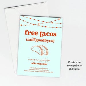 Going Away Party Invitation Template, Printable Free Tacos Funny Fun ...