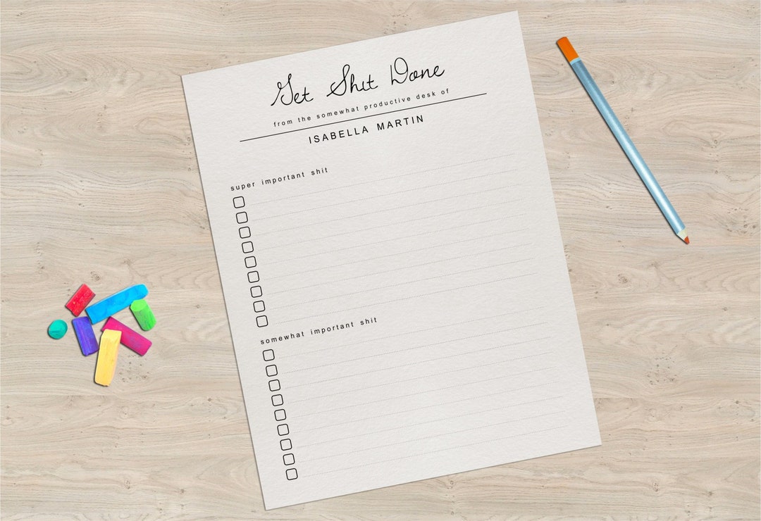 Editable Printable Get Shit Done Stationery Template - Funny to Do List ...