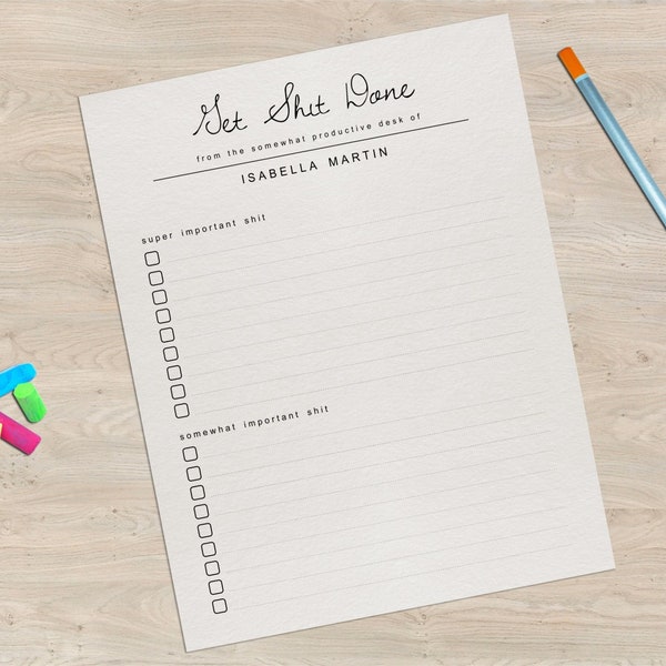 Get Shit Done List - Etsy