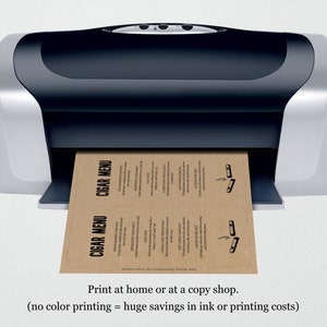 Printable Cigar Menu Template, Cigar Party Menu, Cigar Tasting, Tobacco ...