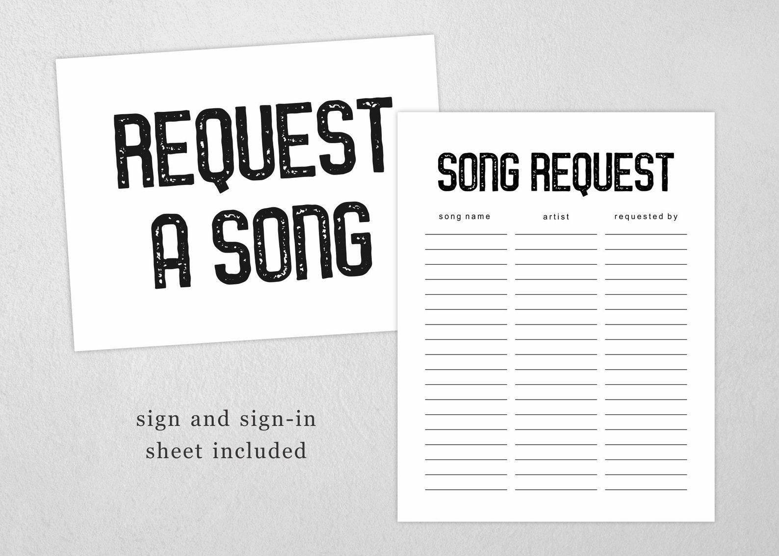 Printable Song Request Sign and Song Request Sheet, DJ Song Request ...
