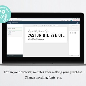 Editable Castor Oil Eye Oil Roller Bottle Label Template, Printable ...