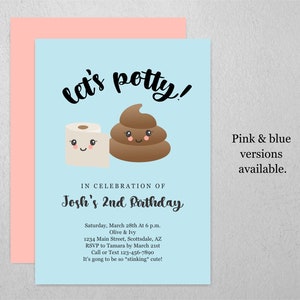 Poop Birthday Invitation Template, Printable Kawaii Poop & TP Emoji ...