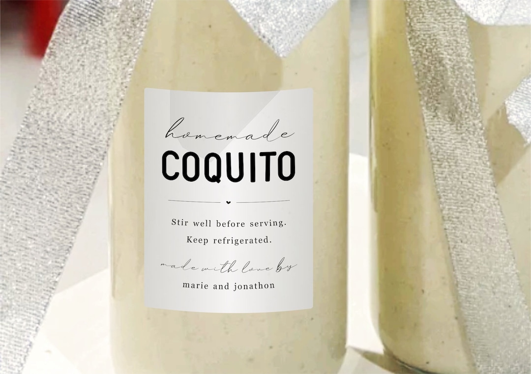 Homemade Coquito Label - Set of 15 Personalized Puerto Rican Eggnog ...