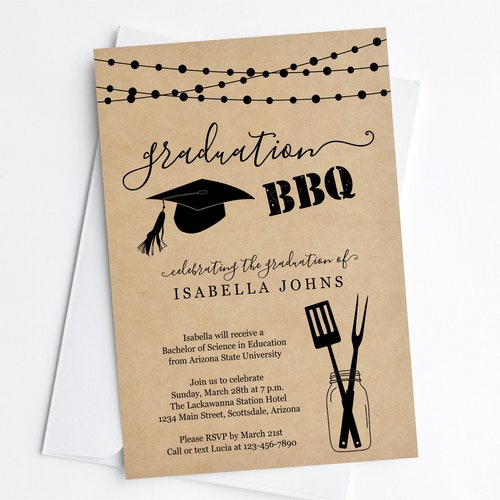 EDITABLE Graduation BBQ Invitation Graduation Party Template - Etsy