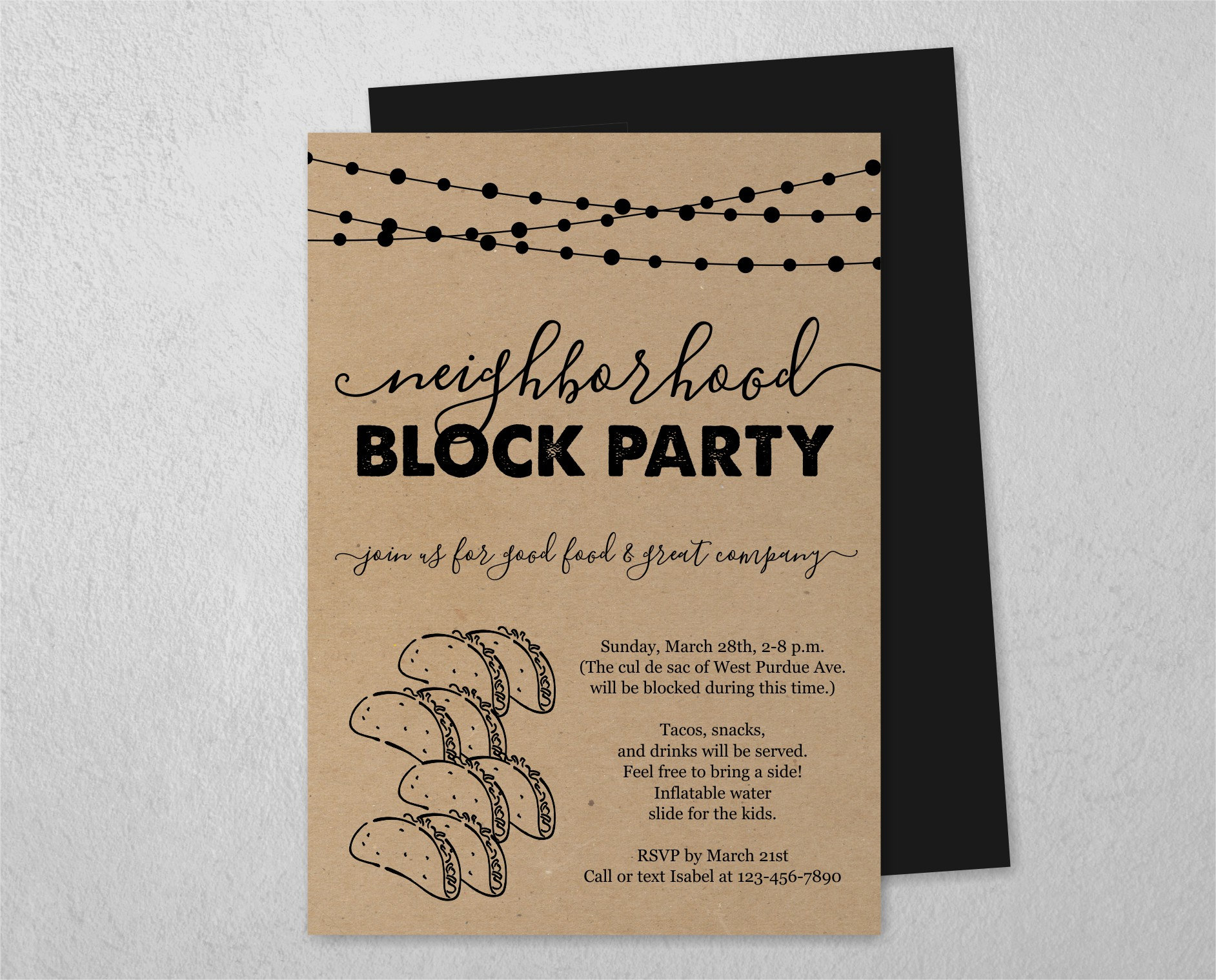 Neighborhood Block Party Invitation Template, Printable Taco Street Get ...