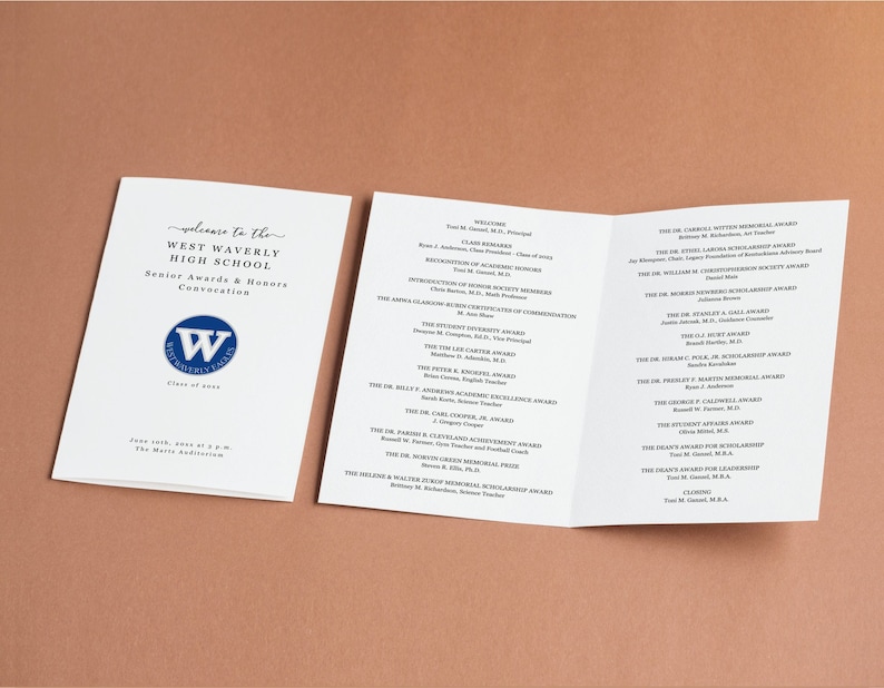 Senior Honors and Awards Convocation Program, Printable College High ...