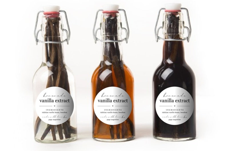 Round Homemade Vanilla Extract Label Template - Printable Gift Sticker ...