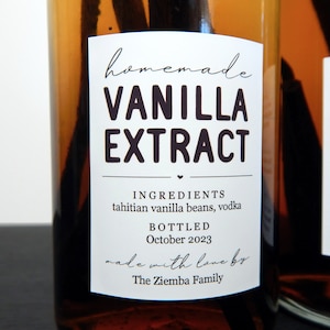Homemade Vanilla Extract Labels With Instructions Set of 18 Front and ...