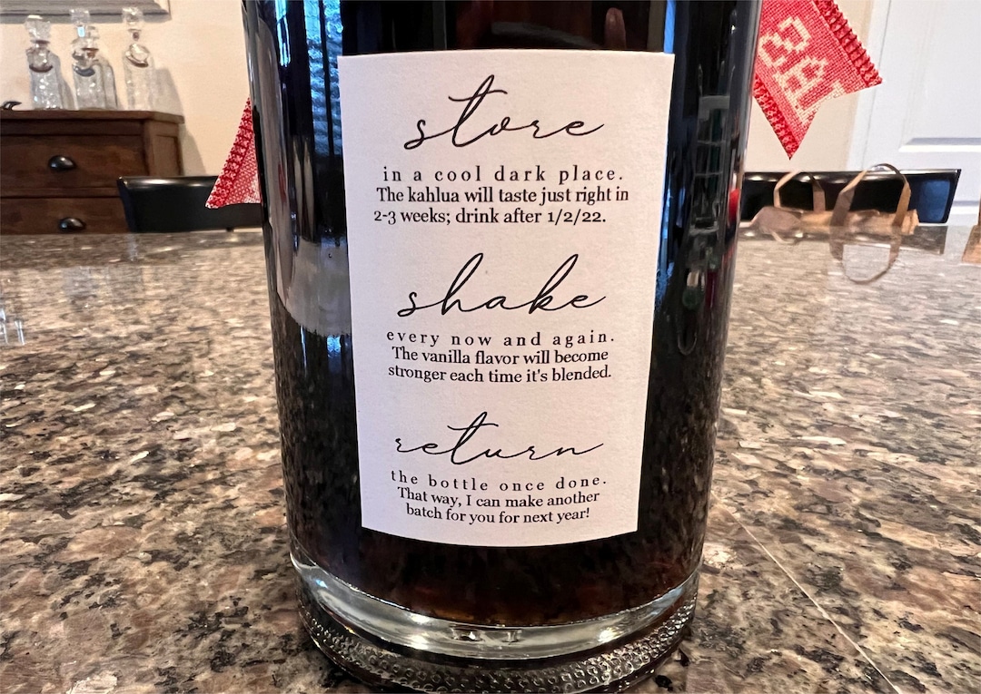 Homemade Kahlua Instructions Label Template - Store Shake Return ...