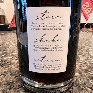 Homemade Kahlua Instructions Label Template - Store Shake Return ...