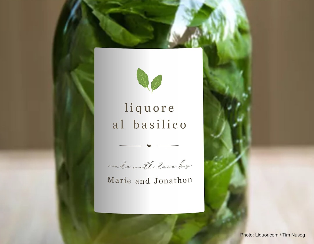 Homemade Basil Liqueur Bottle Label Template - Printable Liquore Al ...