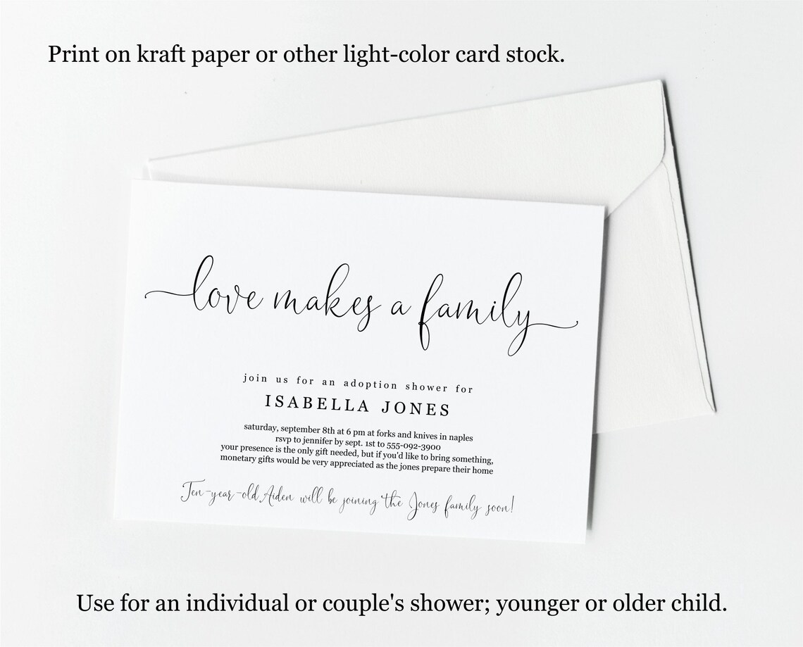 Printable Adoption Shower Invitation Template Couple's | Etsy