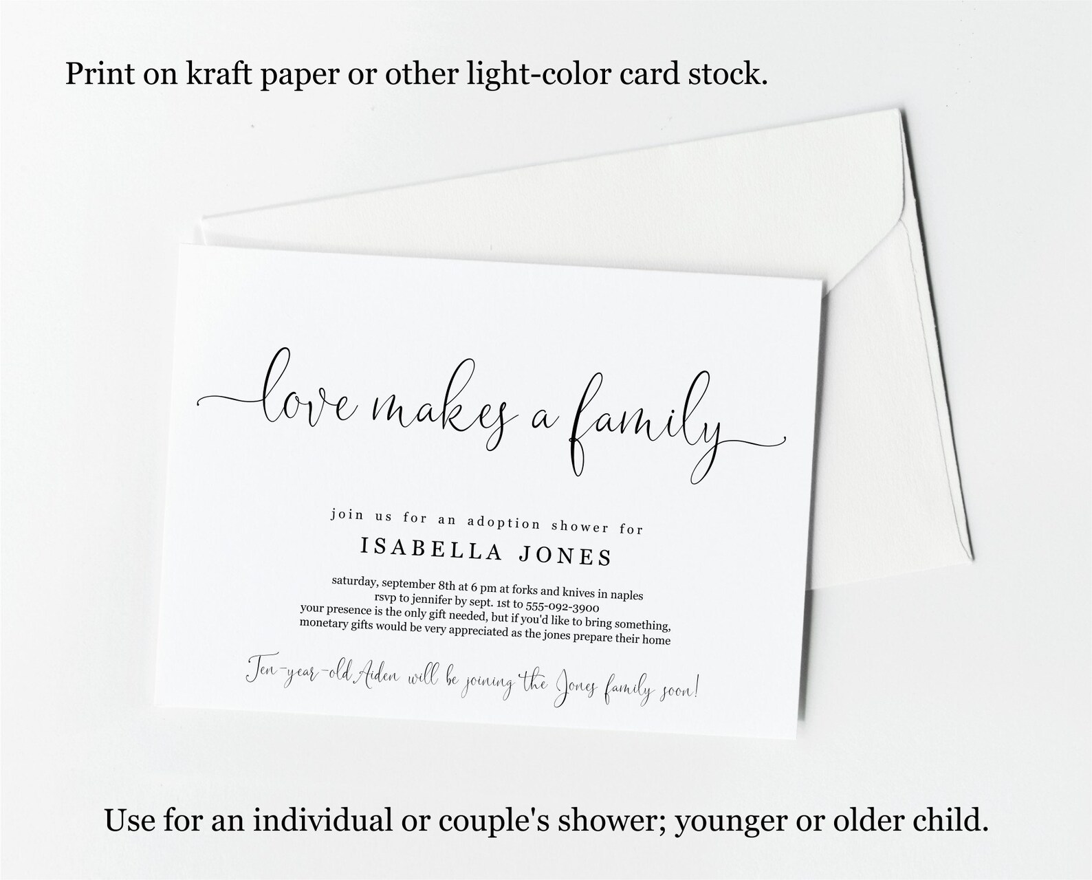 Printable Adoption Shower Invitation Template Couple's | Etsy