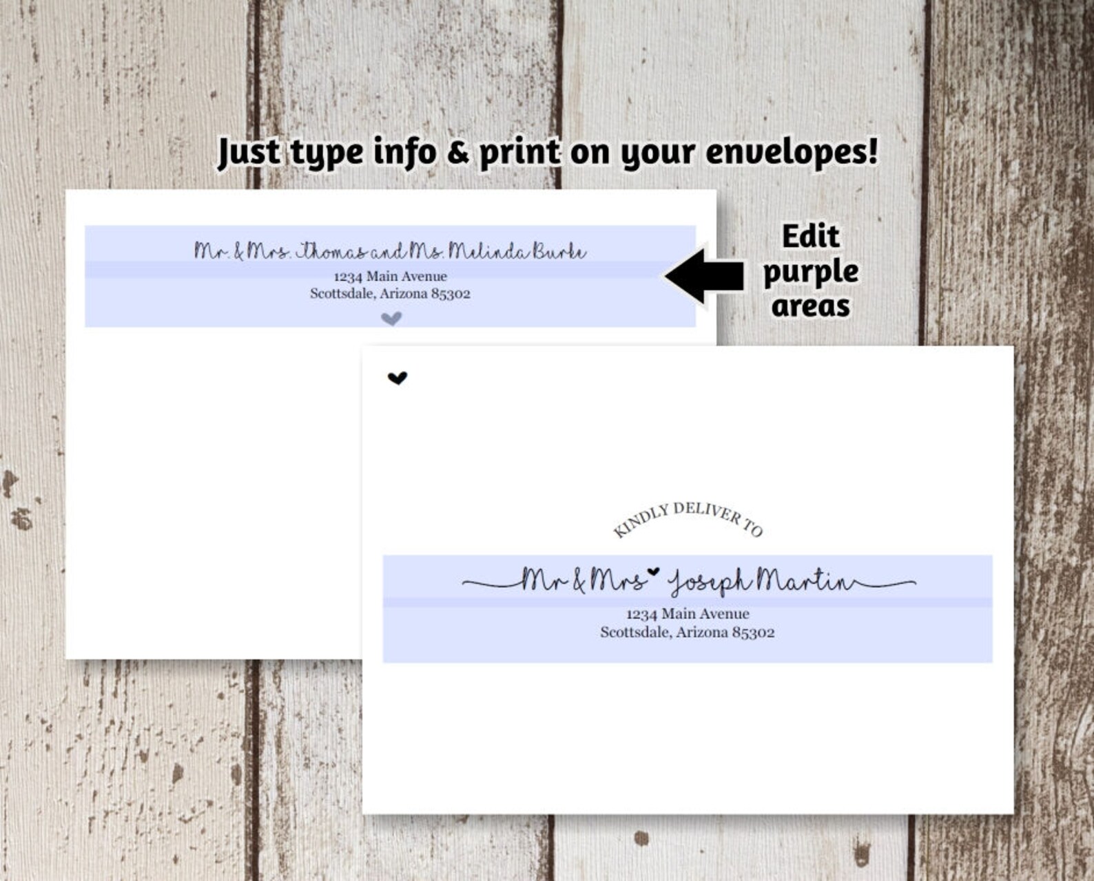 Wedding Envelope Template - Printable Envelope Address Template, Rustic ...