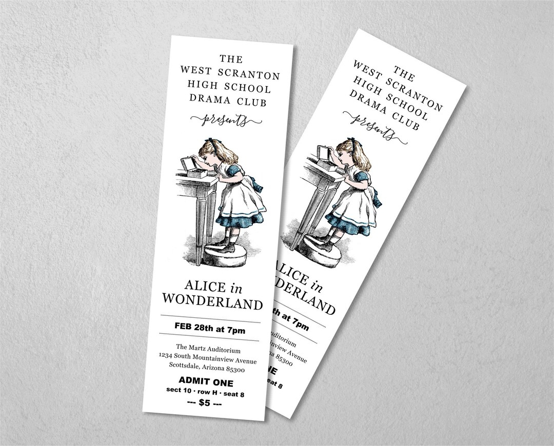 School Play Admission Tickets Template, Printable Theatre College High ...