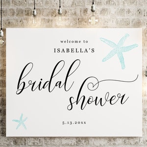 Beach Themed Welcome Sign Template - Bridal Shower, Birthday Party ...