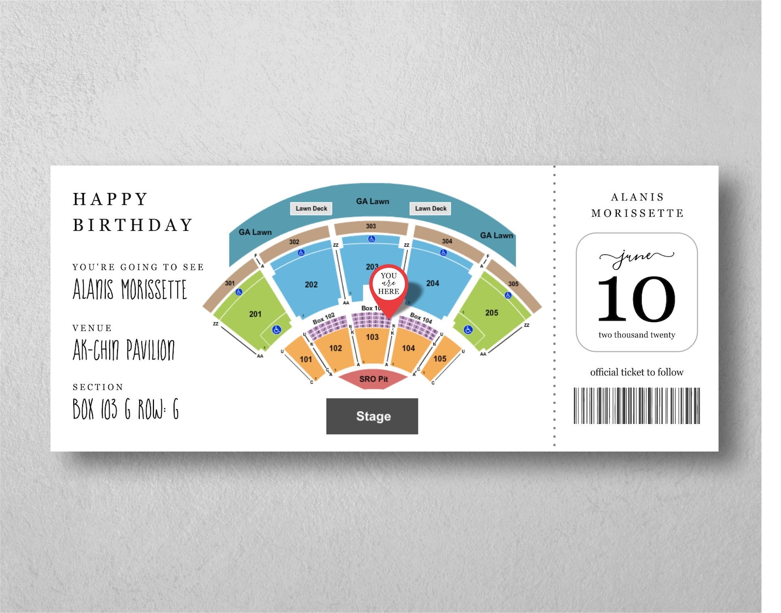 Regalo de ticket de concierto editable sorpresa concert - Etsy España