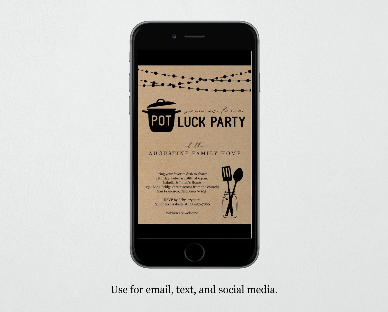 Potluck Party Invitation Template Neighborhood Block Party - Etsy