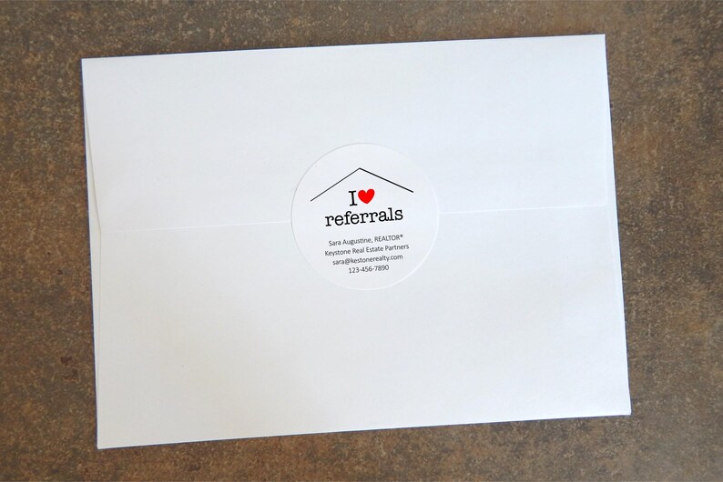 Realtor I Love Referrals Sticker, 2" Round Label, Real Estate Agent ...