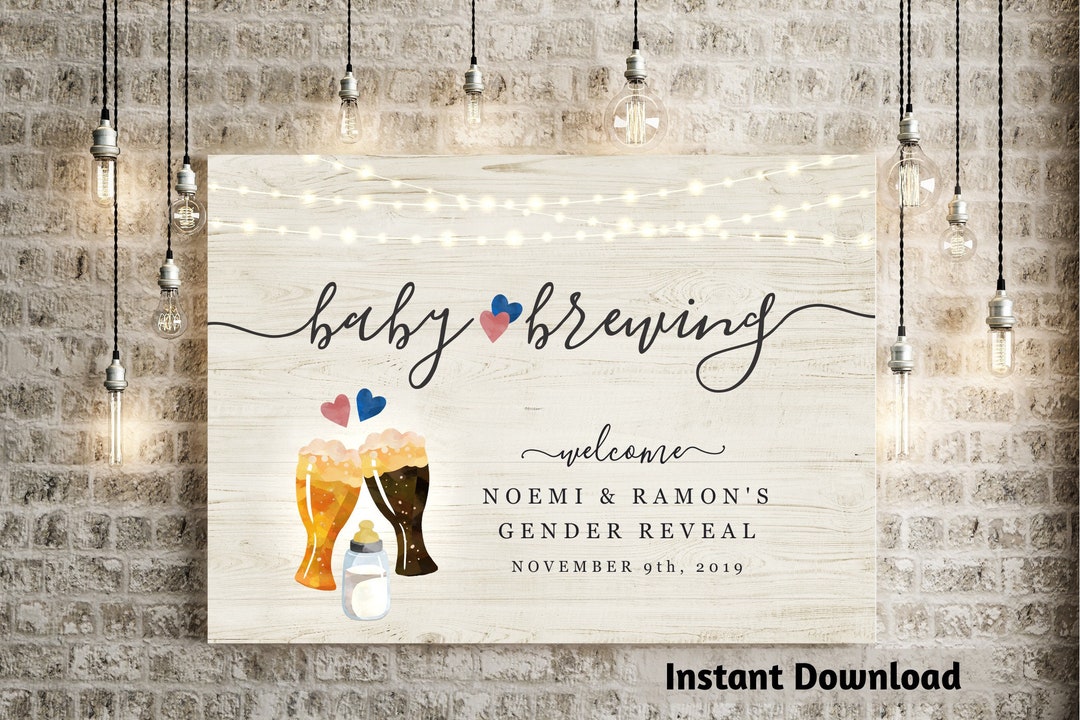 A Baby is Brewing Gender Reveal Welcome Sign Printable Template, Beer ...