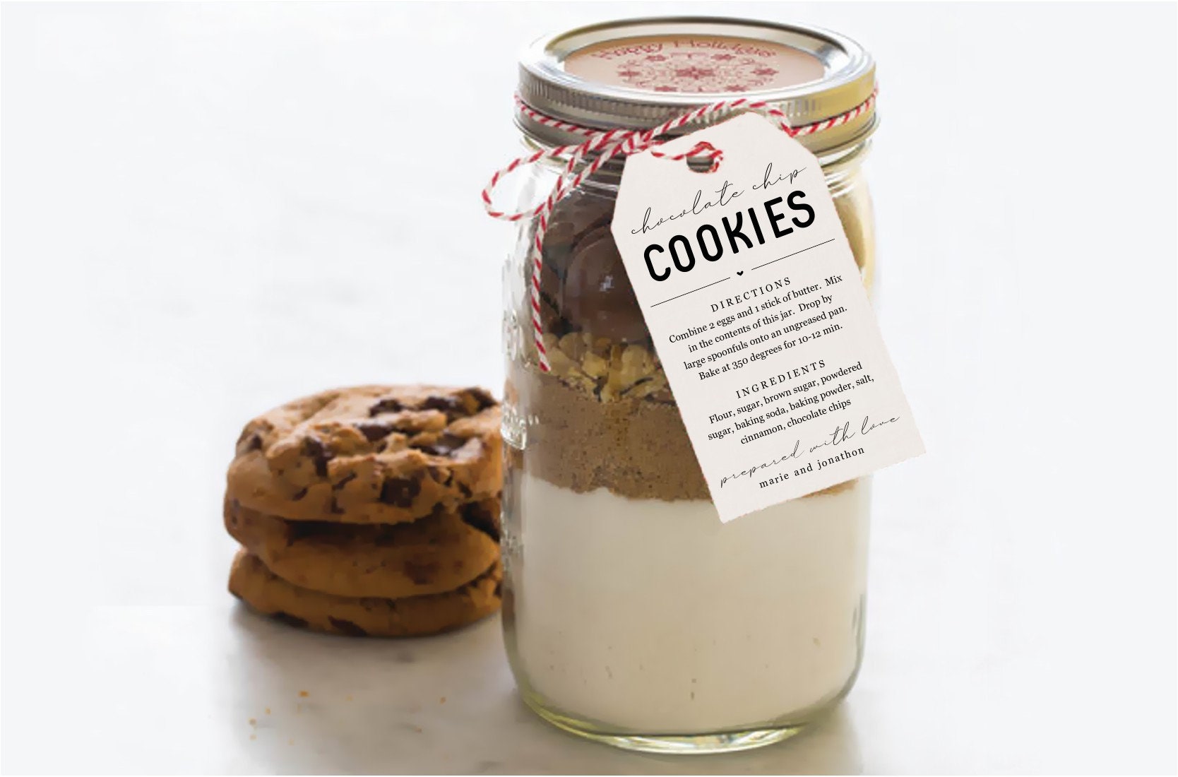 Cookie Mix in a Jar Gift Tag Template - Instructions Directions ...
