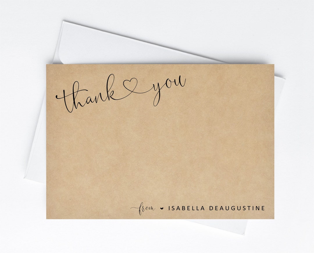 Personalized Thank You Card Template, Printable Flat Thank You Note ...
